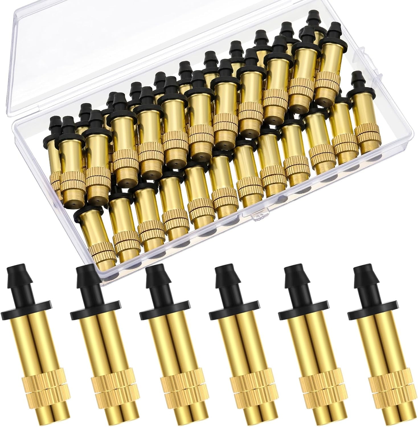 50 Pcs 1/4" Adjustable Copper Atomizing Nozzles Drip Irrigation Sprayer ...