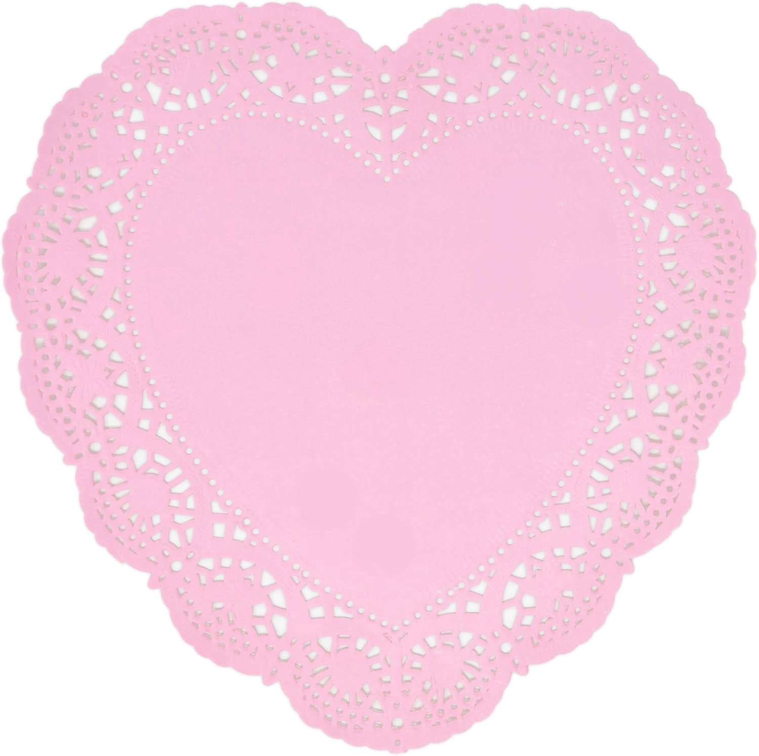 50 Pcs 10 Inch Valentine Heart Doilies Cutouts Paper Lace Doily Pink ...