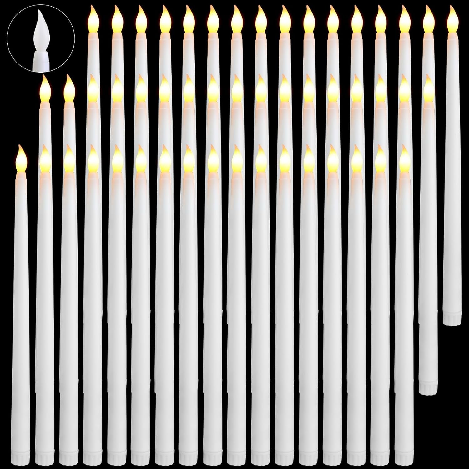 50 Pcs 12.4 Inch LED Flameless Taper Candles Bulk Battery Operated ...