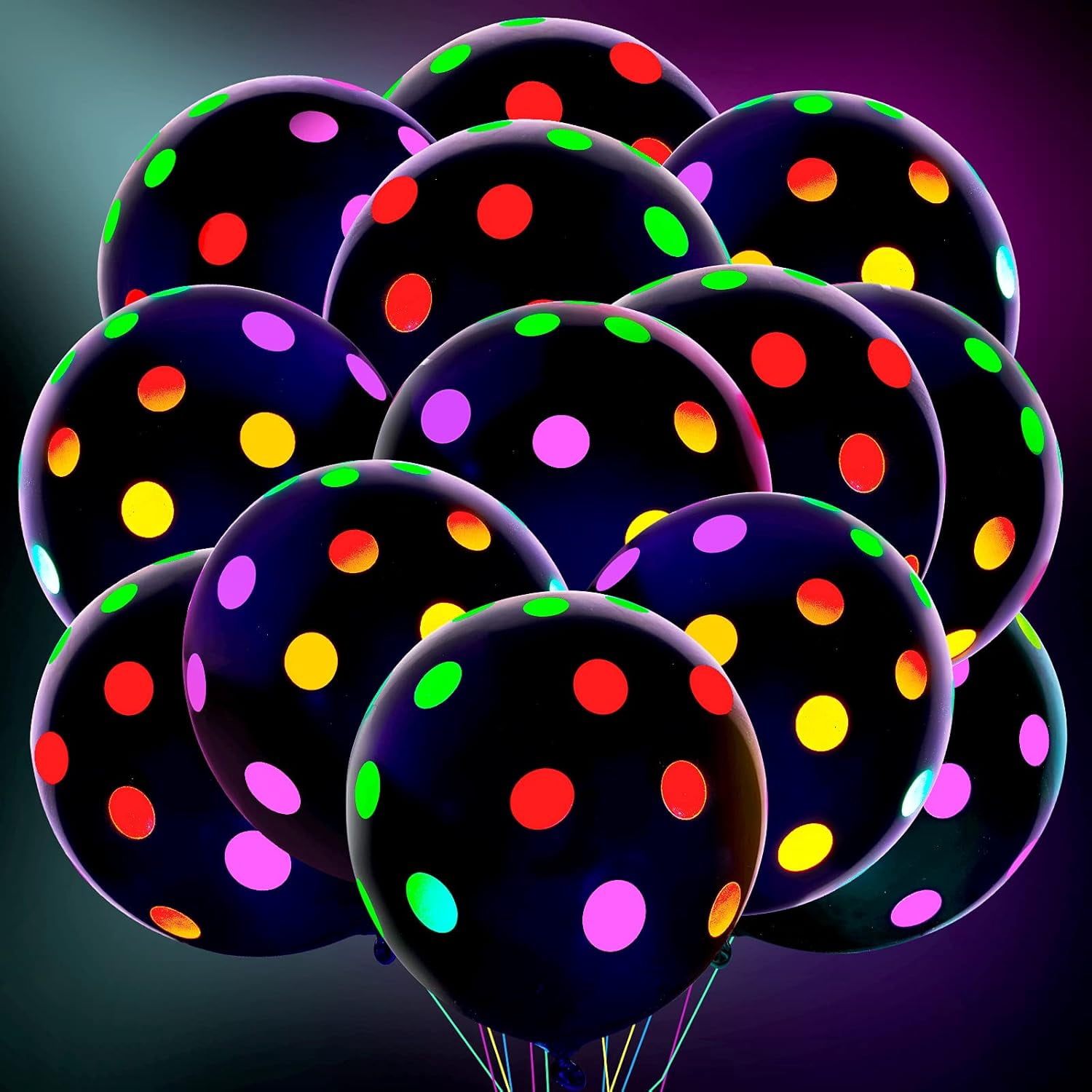 50 Pcs 12 Inch Neon Glow Balloons Glow in the Dark Party Supplies UV ...