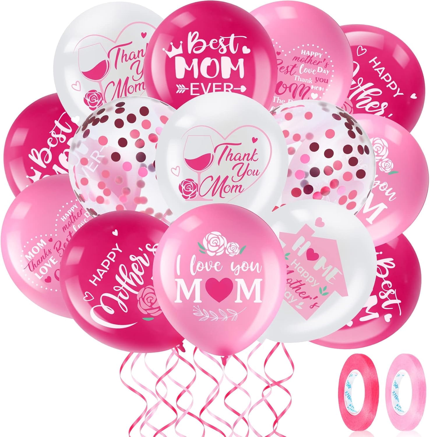 50 Pcs 12inch Happy Mother's Day Balloons Party Decorations Supplies, I ...