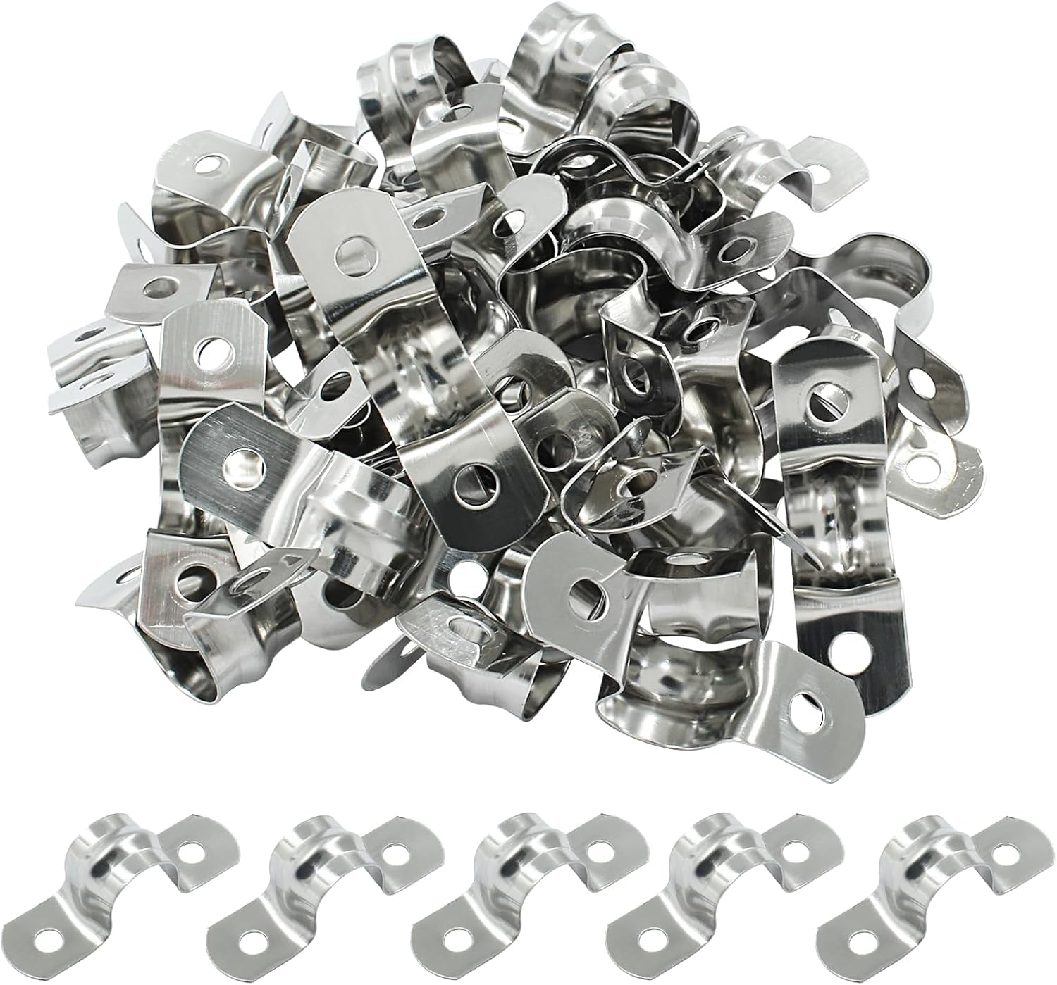 50 Pcs 12mm Stainless Steel Rigid Pipe Strap U Bracket Two Hole Conduit ...