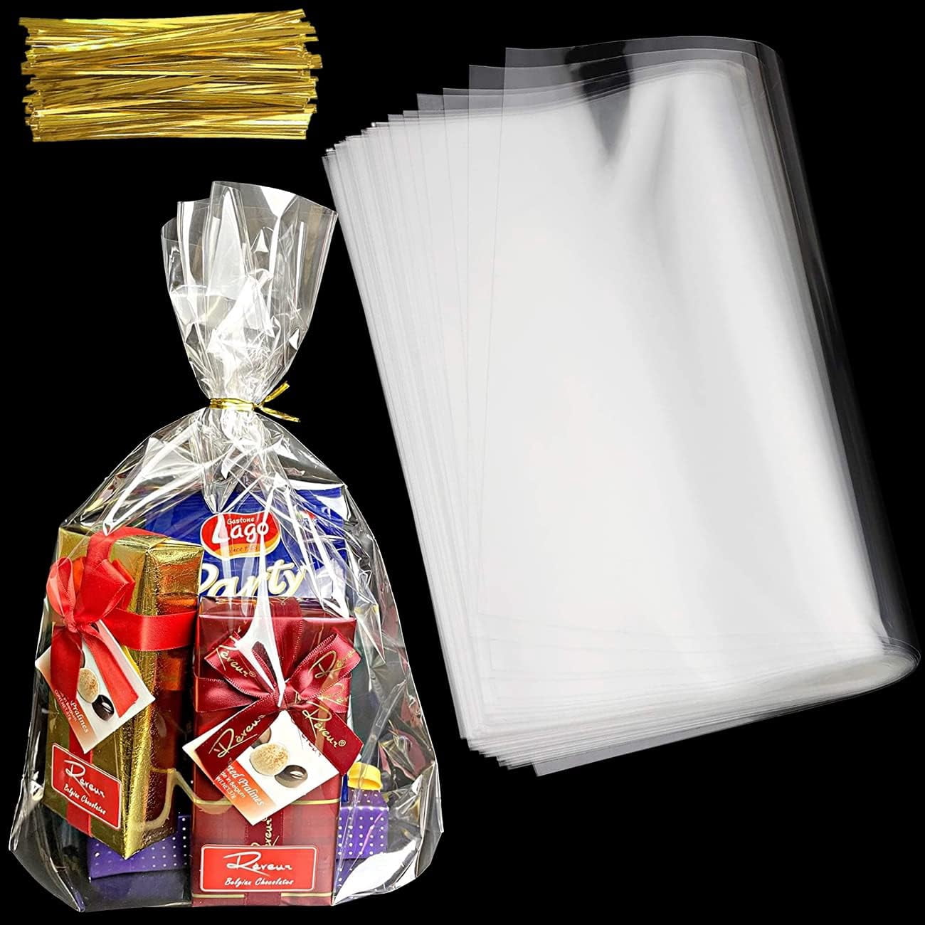 50 Pcs 14x18 inch ane Wrap ane Treat Bags Clear Flat for Gift Wrapping ...