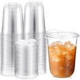 50 Pcs 16 oz Clear Round Bottom Plastic Cups with Sip Lids, Disposable ...