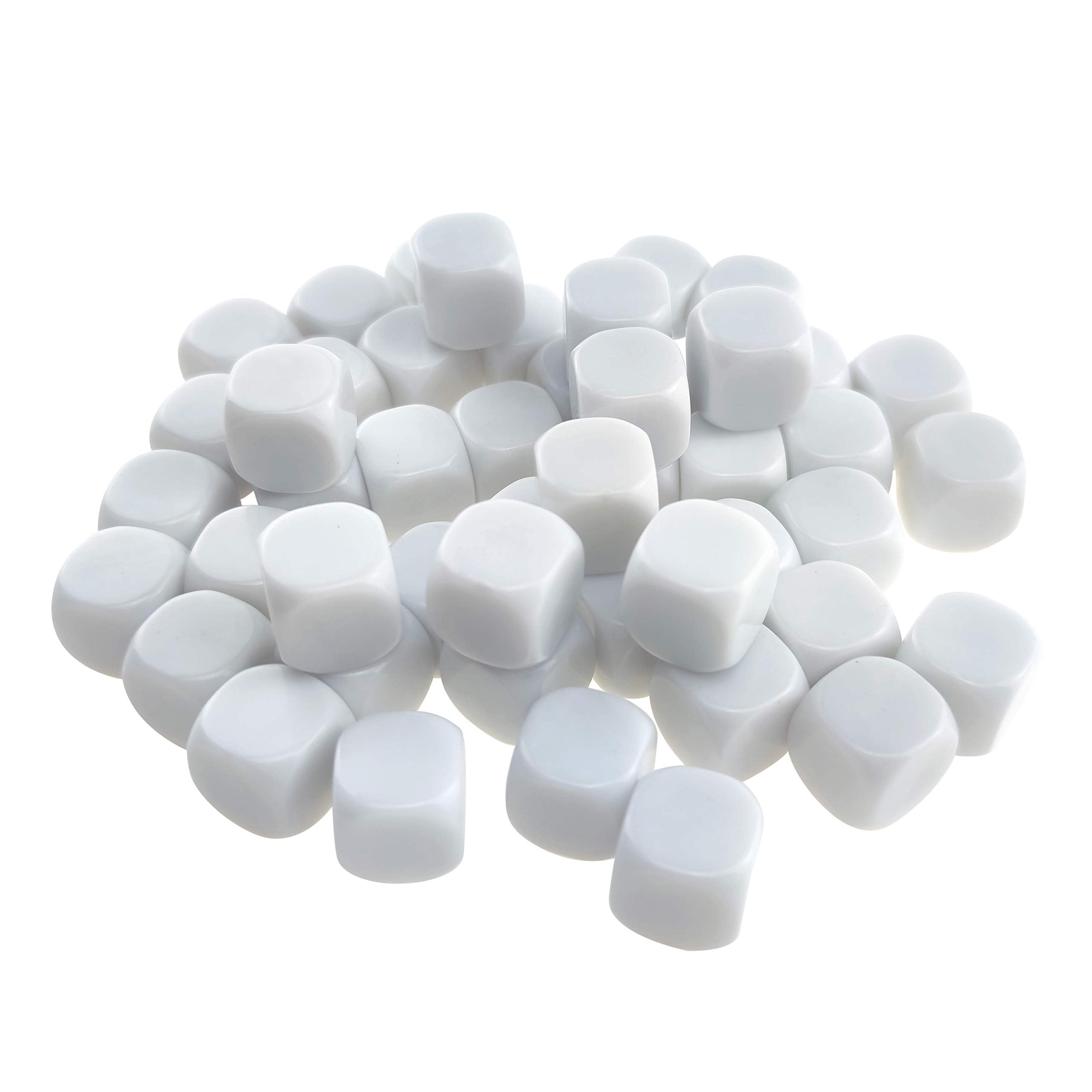 50 Pcs 16MM Blank White Dice Set Acrylic Rounded D6 Dice Cubes for Game ...