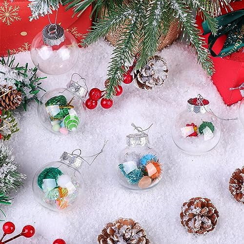 50 Pcs 2.36 Inch Clear Christmas Ornaments Balls Plastic Fillable ...