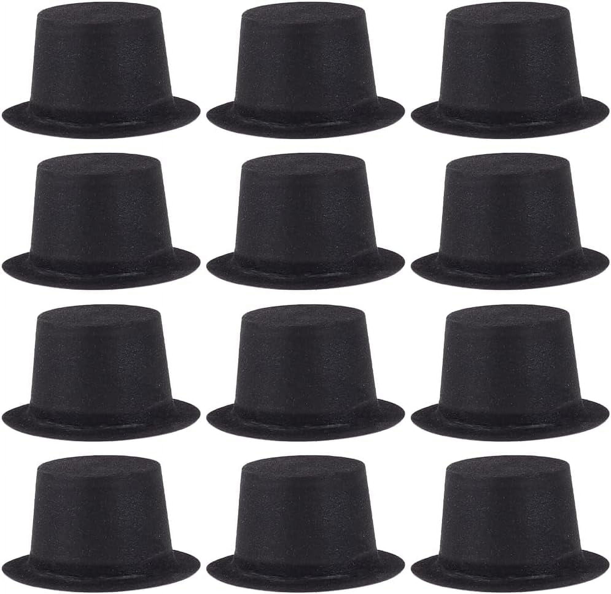 50 Pcs 2.55Inch Mini Black Top Hats Plastic Miniature Hats Mini Velvet ...