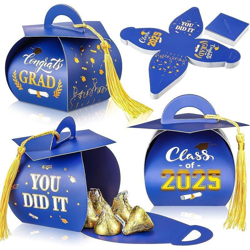 50 Pcs 2025 Graduation Cap Gift Boxes Graduation Decorations Congrats ...