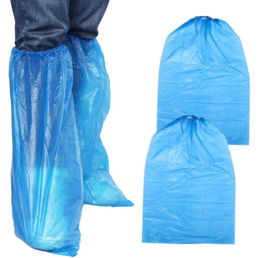 50 Pcs (25 Pairs) Disposable Blue Shoe Covers,Clear Plastic Waterproof ...