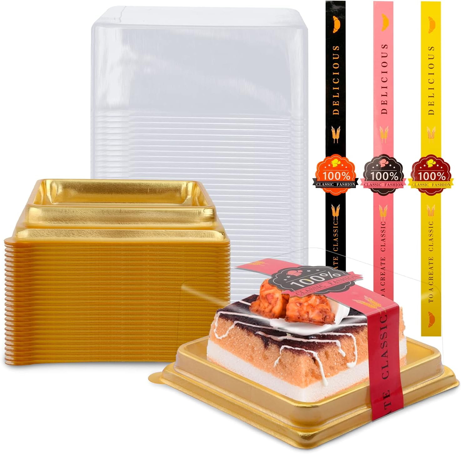 50 Pcs 3.5 Inch Mini Cake Box, Clear Plastic Cupcake Container for ...