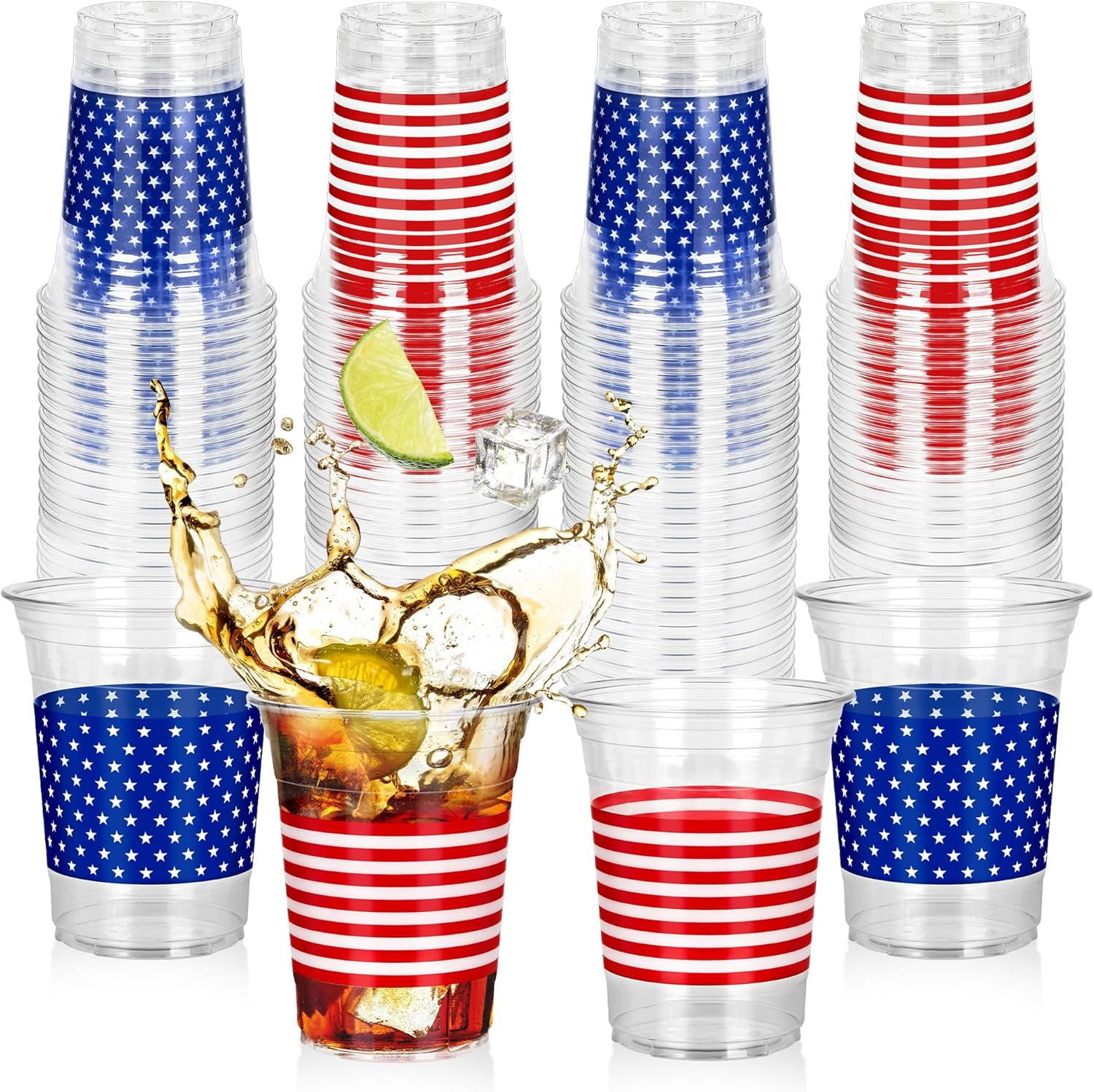 50 Pcs 4th of July Cups, 16 Oz Patriotic Plastic Cups for Fourth of ...