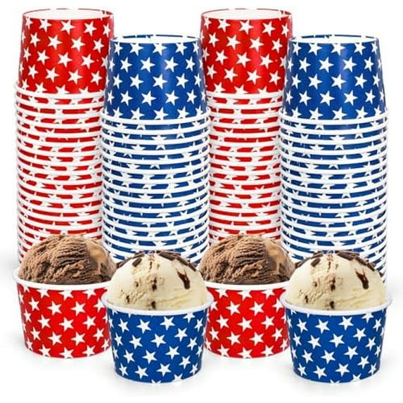 50 Pcs 4th of July Star Snack Paper Cups (Red/Blue American Star, 9oz ...