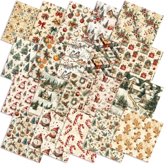 50 Pcs 4x4 Inch Precut Fabric Squares - Christmas Series Cotton ...