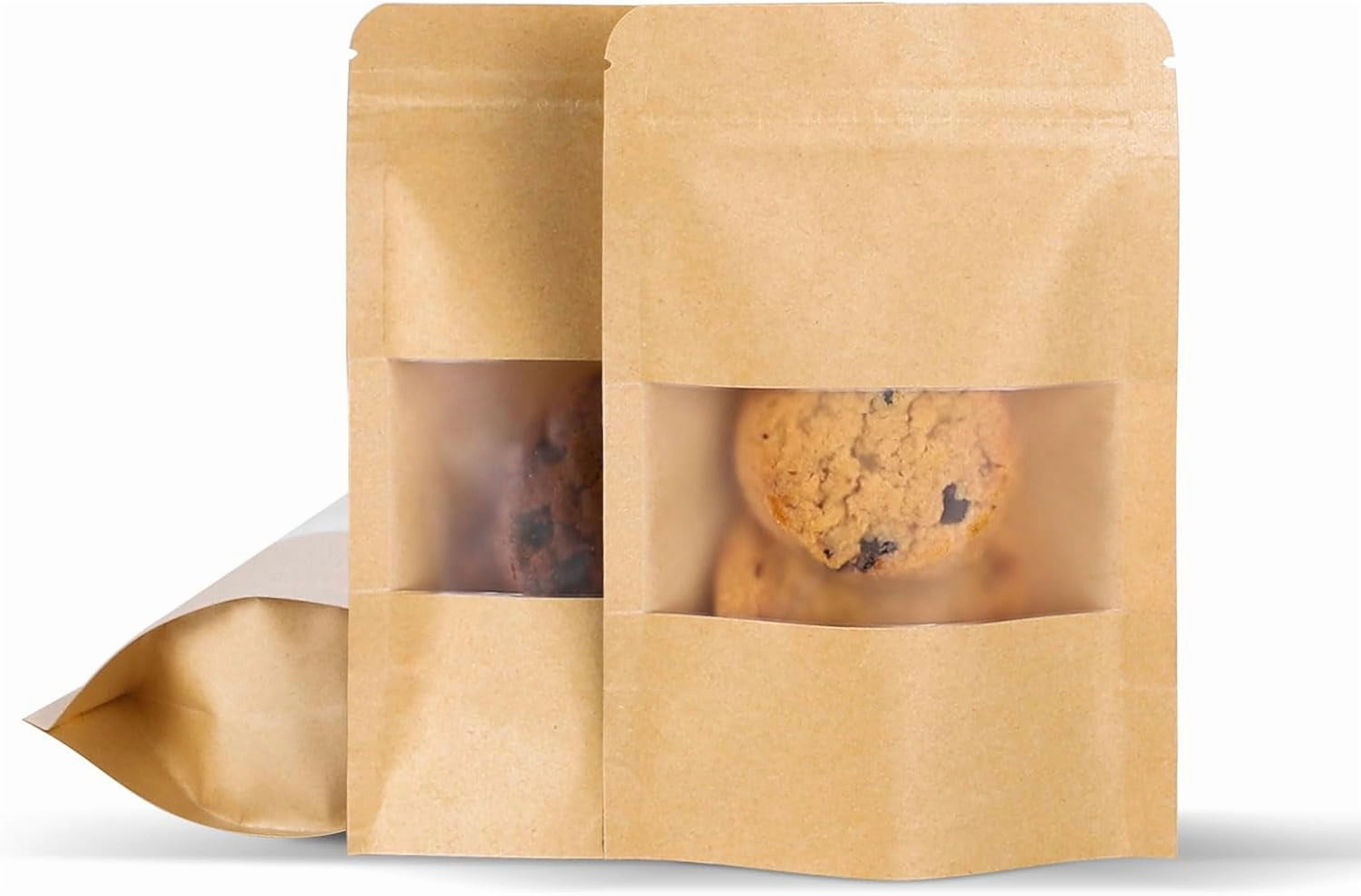 50 Pcs 4x6 Inch Kraft Paper Bags with Transparent Window, Stand Up ...