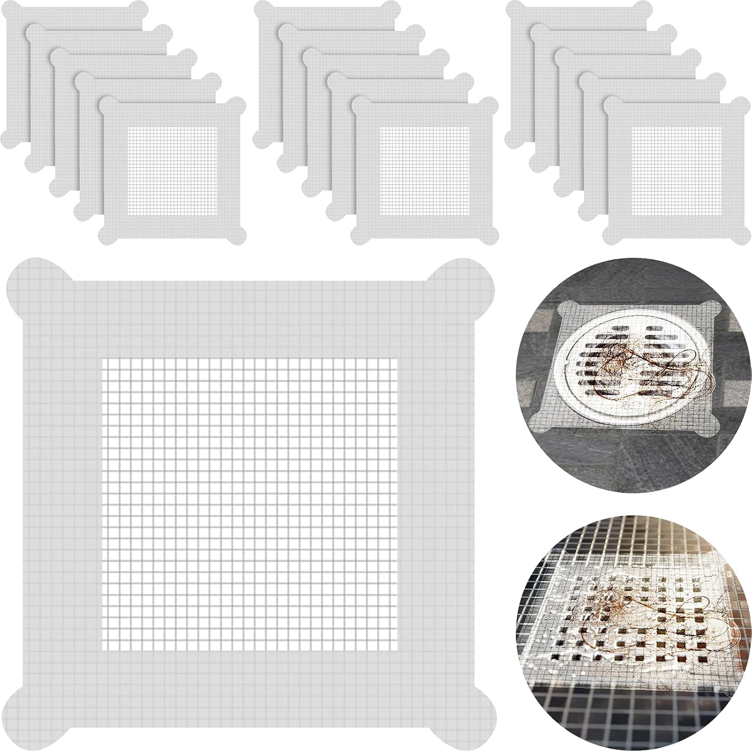 50 Pcs 5.7 Inch Disposable Hair Catcher Shower Drain Stickers Square ...