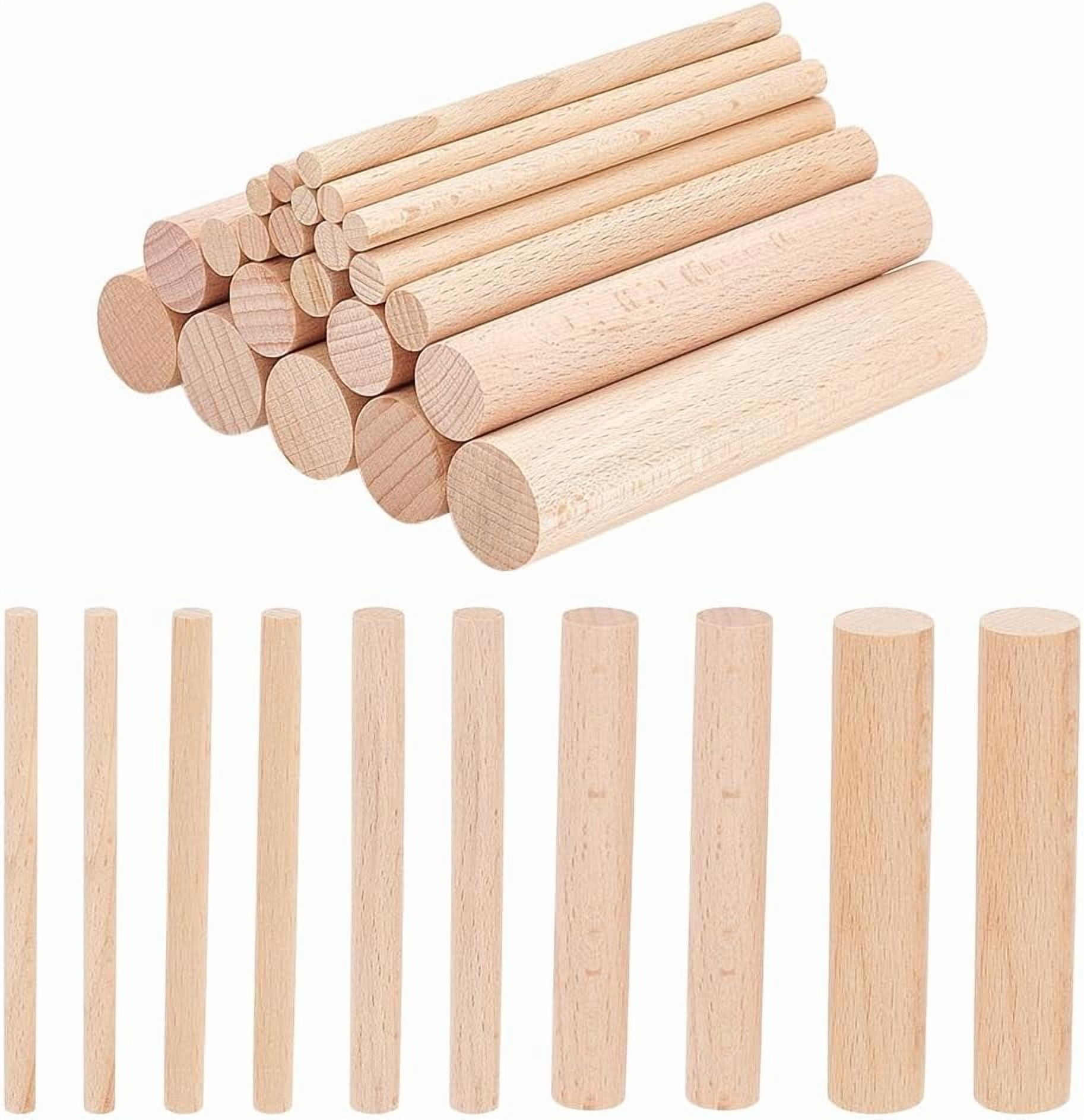 50 Pcs 5 Sizes Wooden Small Cylinder 3.94x0.24-0.79 Inch Unfinished ...