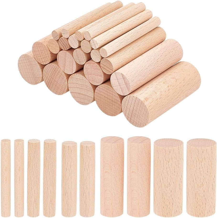 50 Pcs 5 Sizes Wooden Small Cylinder About 1.97x0.24-0.79 Inch ...