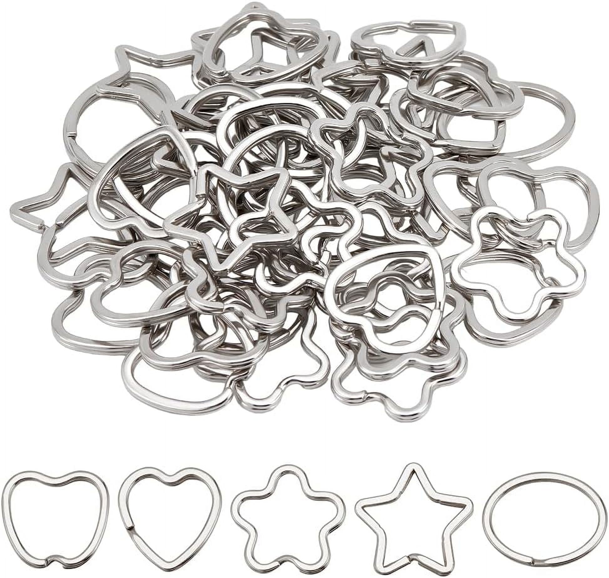 50 Pcs 5 Styles Key Ring Keychains Alloy Flat Split Key Holder Chains ...