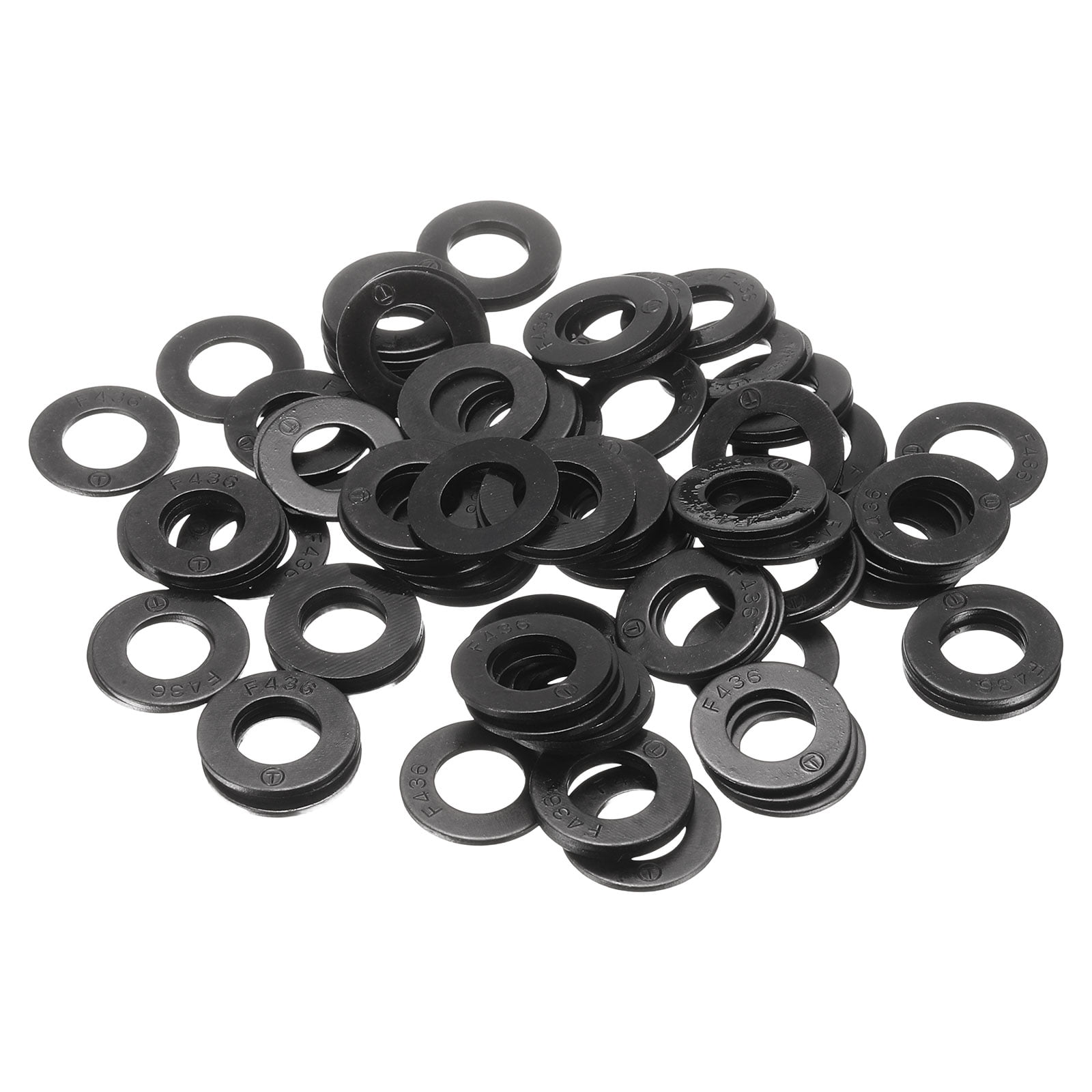 50 Pcs 7/16" Black Flat Washers, 23mm Outer Diameter, 45 Steel Metal ...
