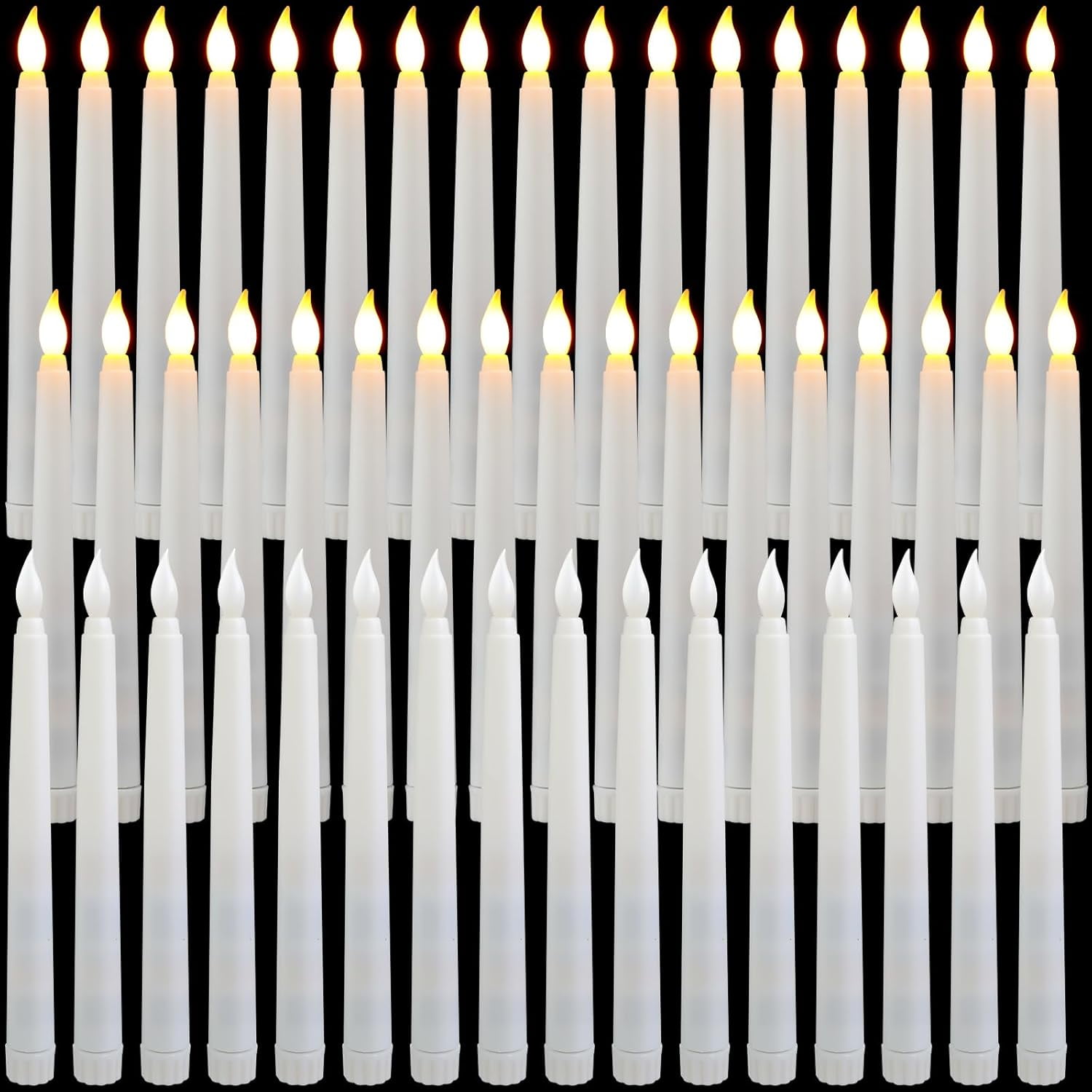 50 Pcs 8.5 Inch LED Flameless Taper Candles Bulk Battery Operated Taper ...
