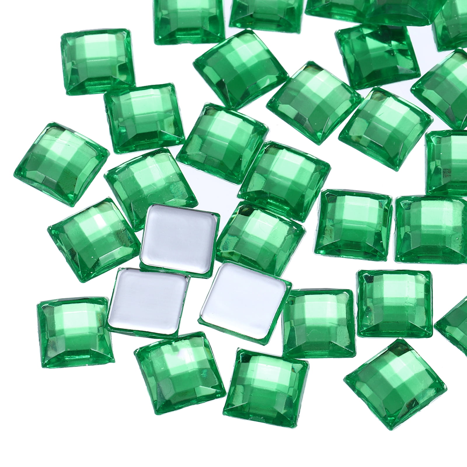 50 Pcs Acrylic Flat Back Rhinestones 8mm Square Artificial Gemstone for ...