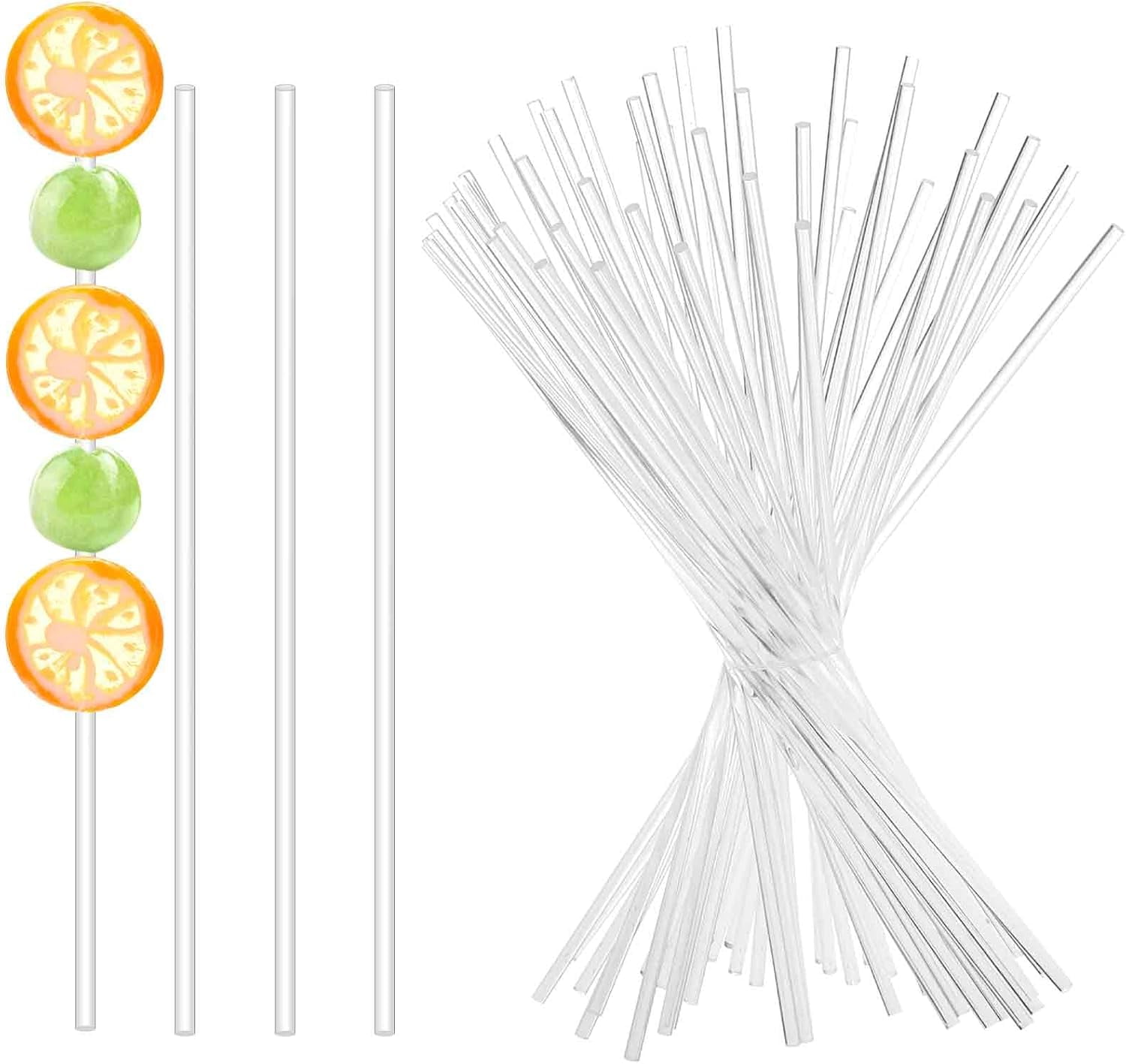 50 Pcs Acrylic Lollipop Sticks 8 Inch Cake Pop Sticks Clear Round Stir ...