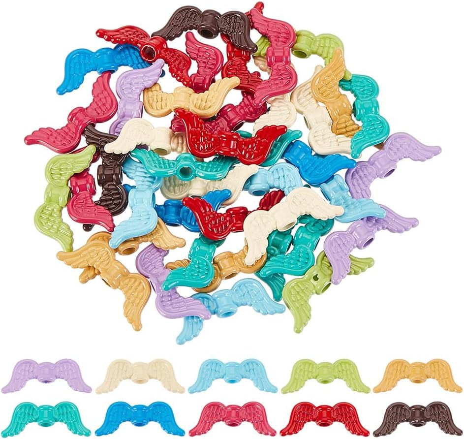 50 Pcs Angel Wings Beads Wings Beads Fairy Wing Angel Charm Pendants ...