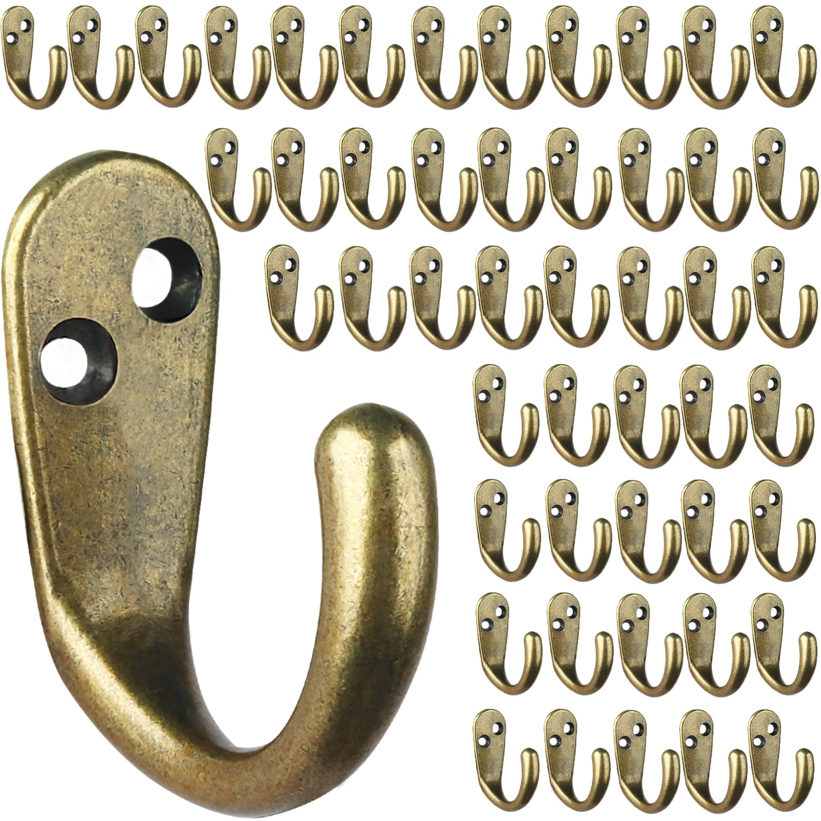 50 Pcs Antique Brass Single Prong Wall Mounted Coat Hooks for Hanging ...
