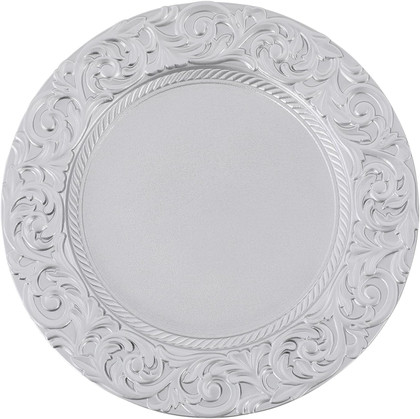 50 Pcs Antique Charger Plates Bulk Round Plastic Dinner Plate Embossed ...