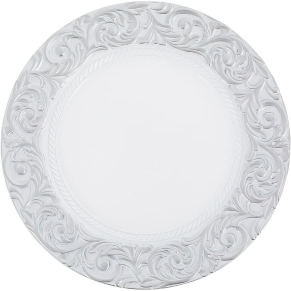 50 Pcs Antique Charger Plates Bulk Round Plastic Dinner Plate Embossed ...
