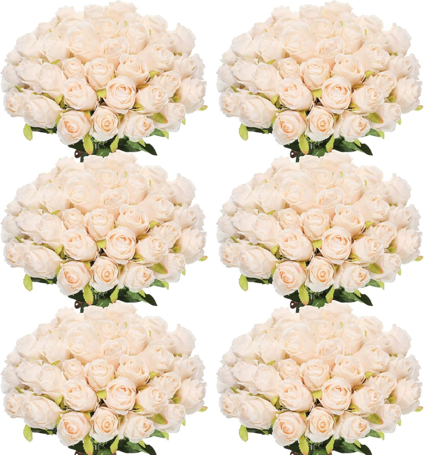 50 Pcs Artificial Rose Flower Realistic Silk Roses with Stem Bouquet of ...