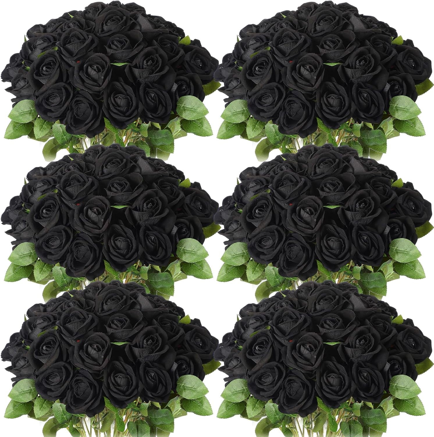 50 Pcs Artificial Rose Flower Realistic Silk Roses with Stem Bouquet of ...