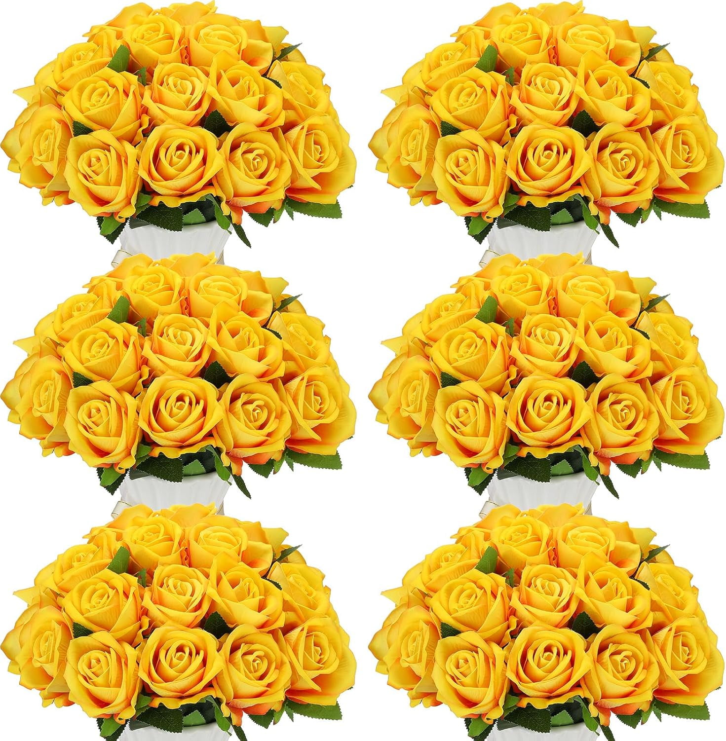 50 Pcs Artificial Rose Flower Realistic Silk Roses with Stem Bouquet of ...