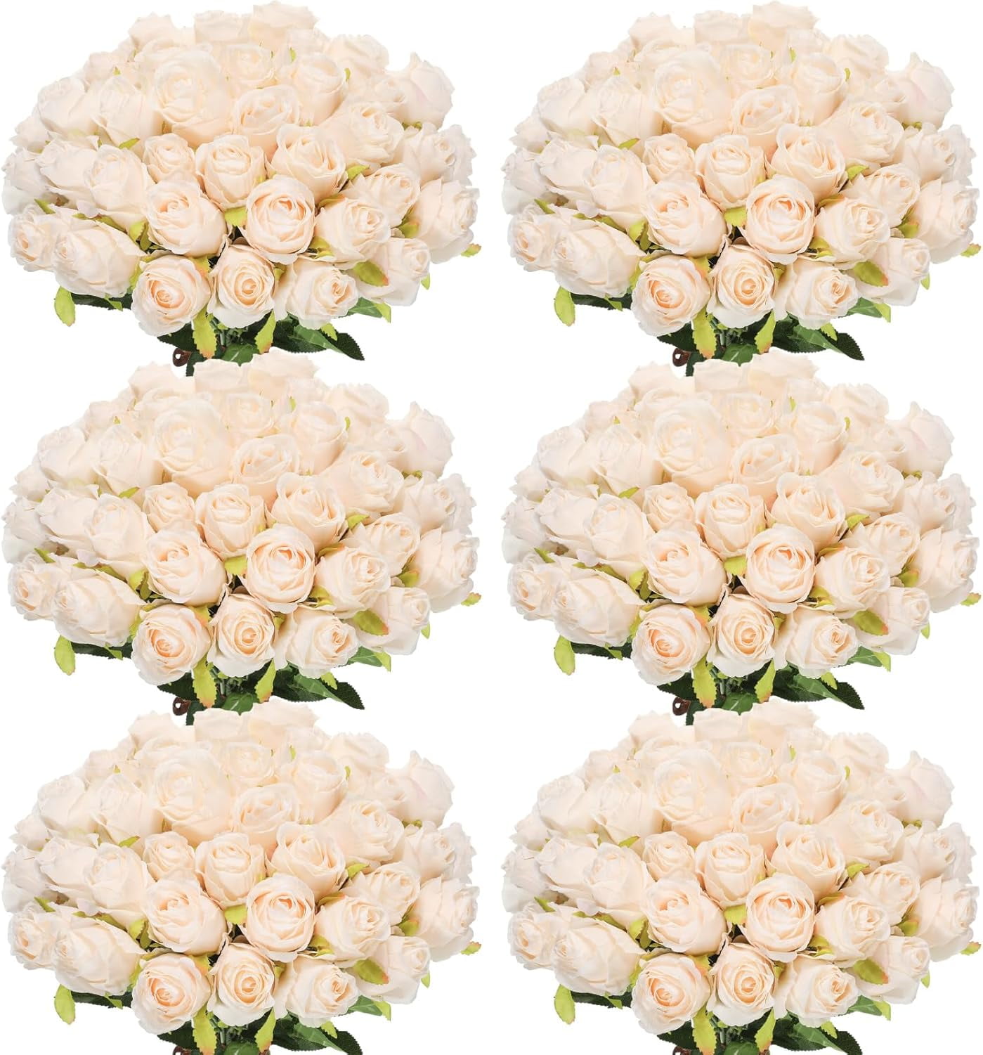 50 Pcs Artificial Rose Flower Realistic Silk Roses with Stem Bouquet of ...