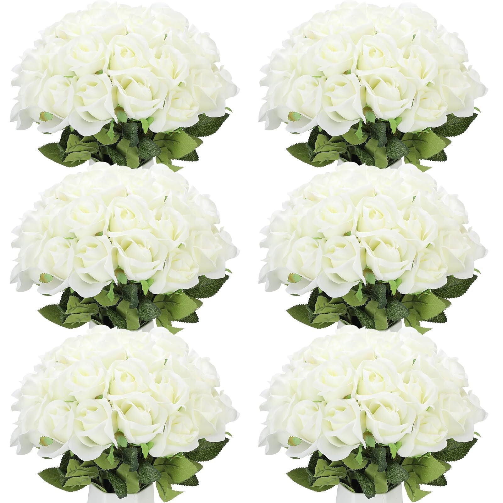 50 Pcs Artificial Rose Flower Realistic Silk Roses with Stem Bouquet of ...