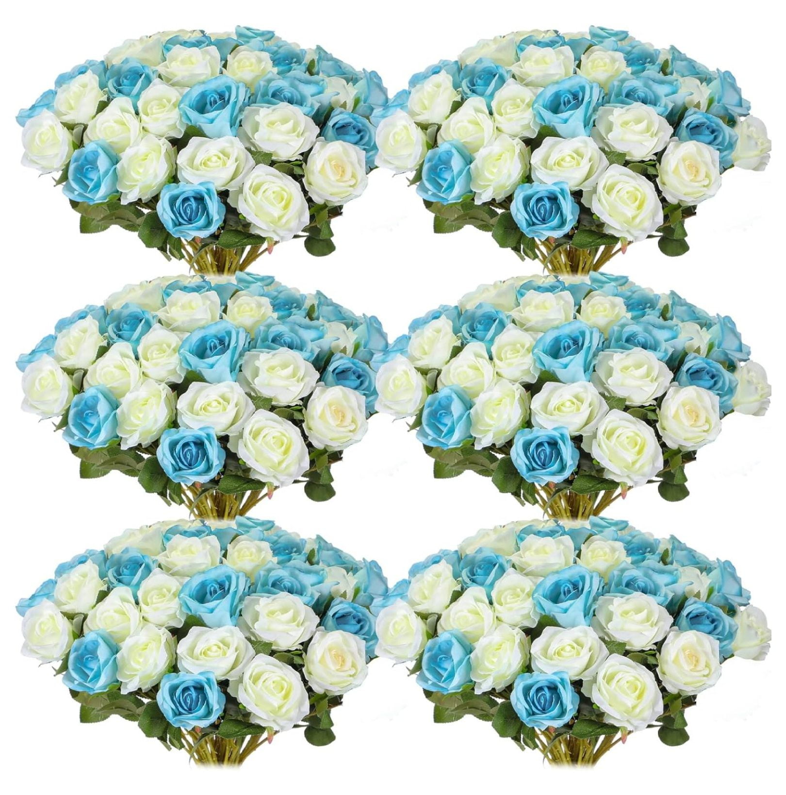 50 Pcs Artificial Rose Flower Realistic Silk Roses with Stem Bouquet of ...