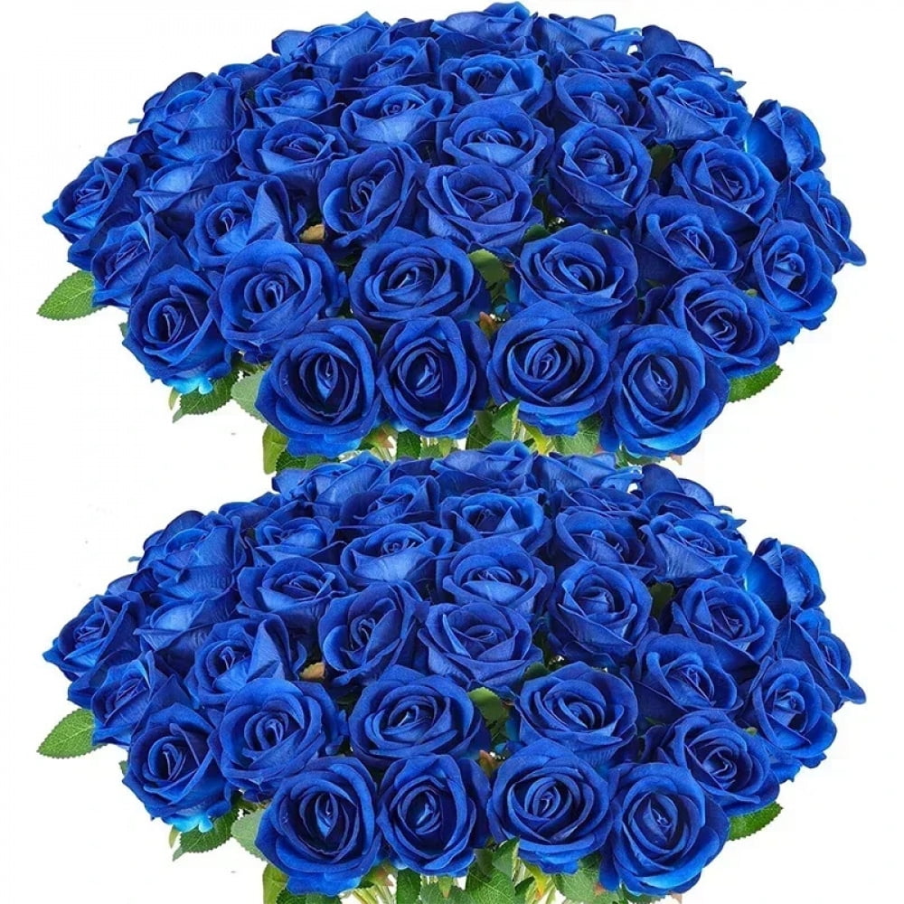 50 Pcs Artificial Rose Flower Silk Roses Bouquet Real Looking Fake ...