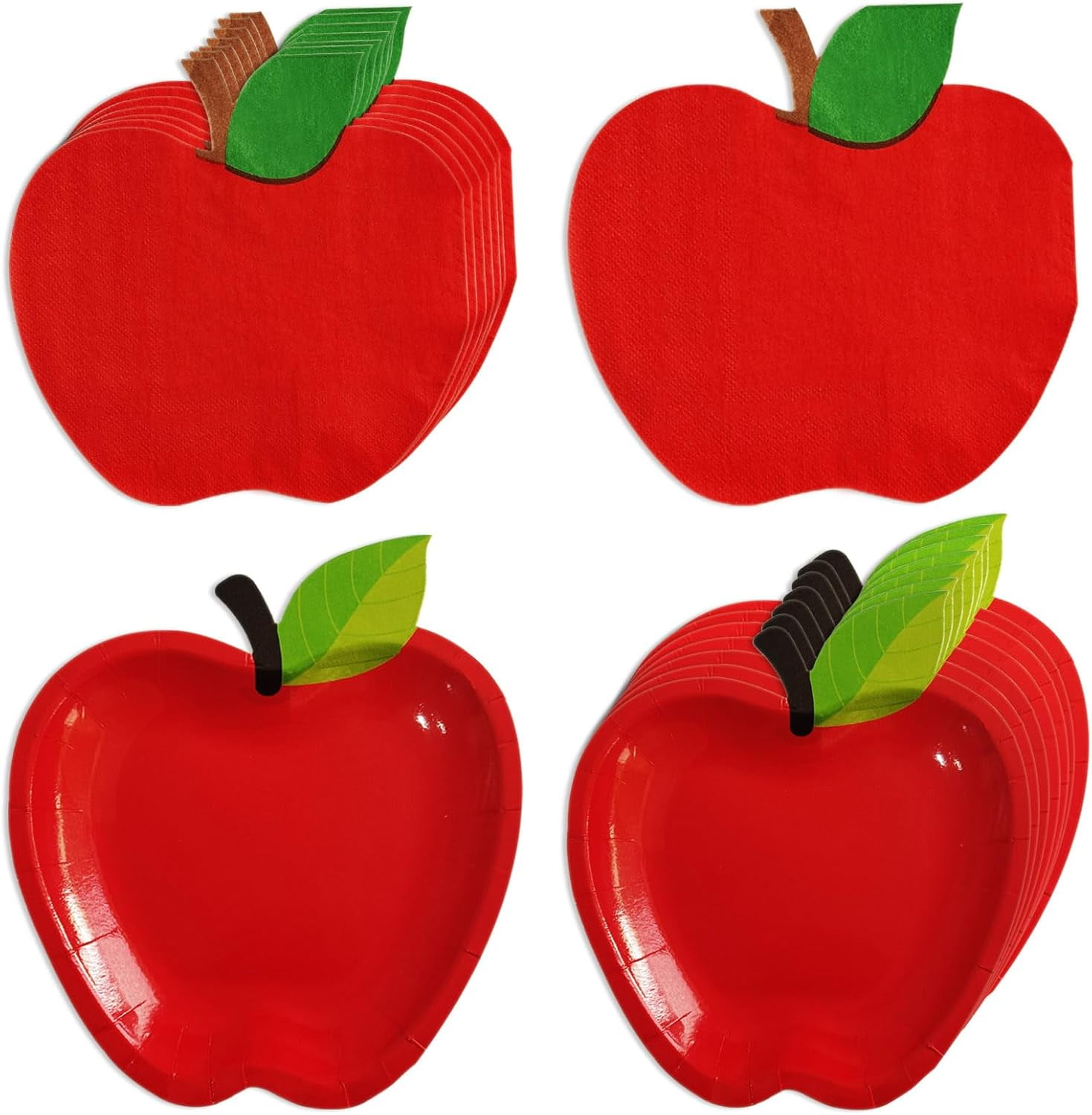50 Pcs Back to School Party Decorations - Red Apple Plates Napkin Set ...