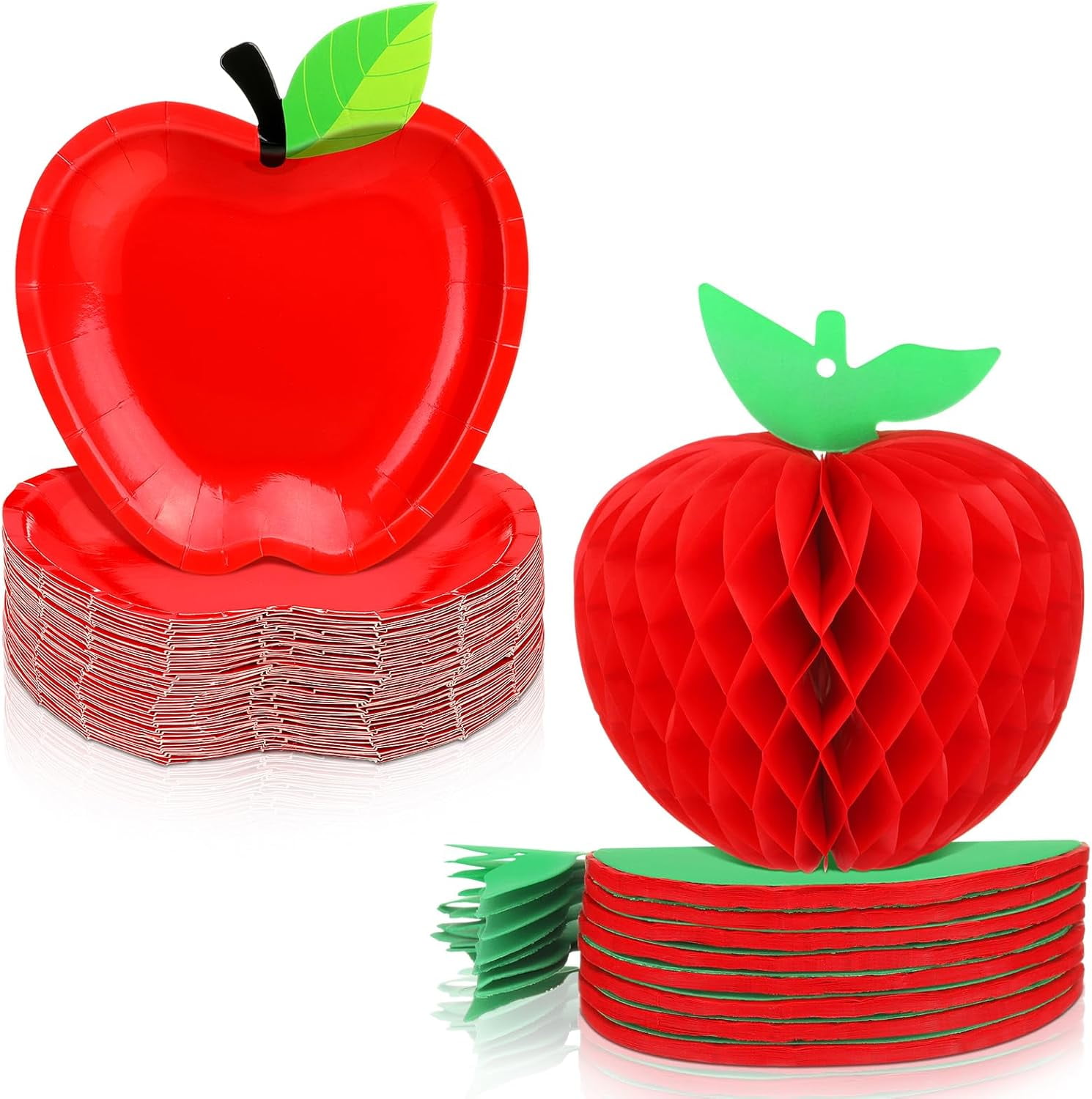 50 Pcs Back to School Red Apple Paper Plates with 10 Pcs Red Apple ...