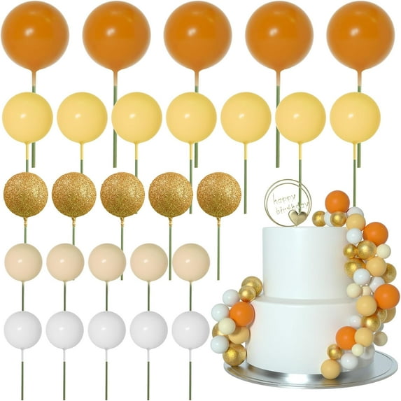 50 Pcs Ball Cake Topper Sticks Mini Balloons for Cake Decorating ...