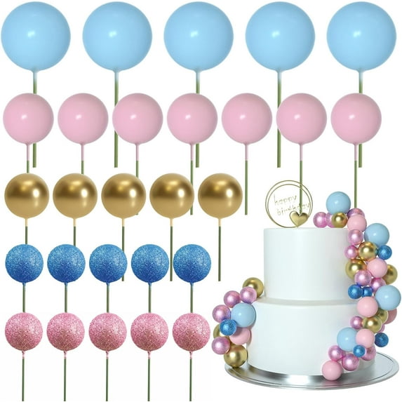 50 Pcs Ball Cake Topper Sticks Mini Balloons for Cake Decorating ...