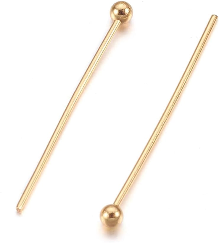 50 Pcs Ball Head Pins 304 Stainless Steel Ball Head Pins Real 24K Gold ...