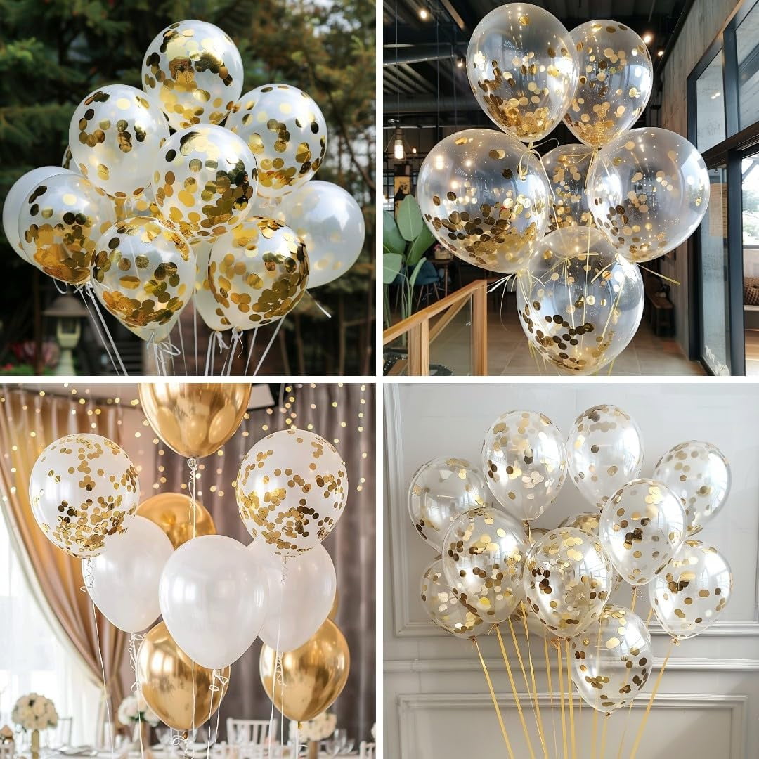 50 Pcs Balloons Set For Parties, Gold Confetti Balloon Party ...