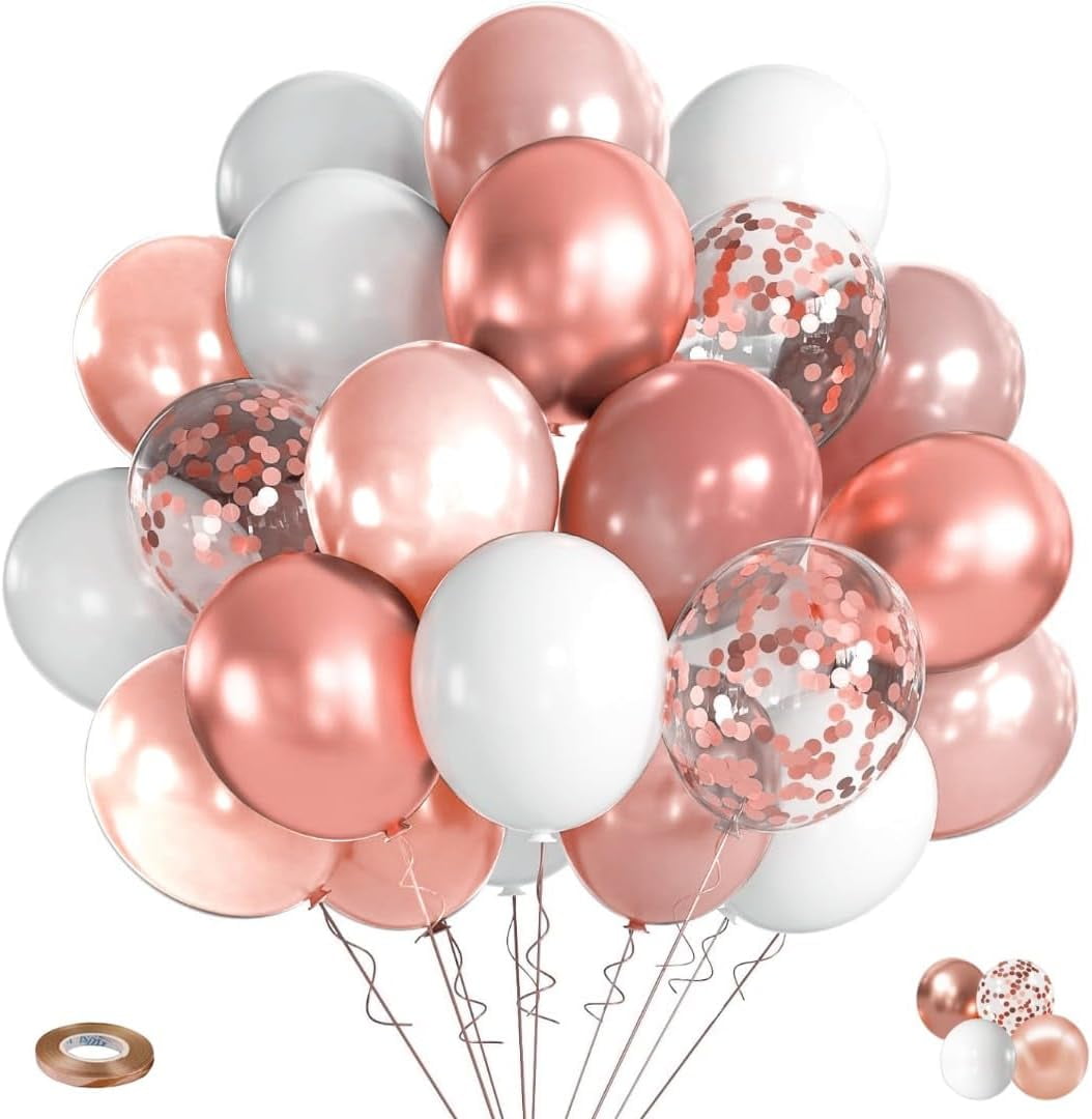 50 Pcs Balloons Set for Parties, Gold Chrome, White Pearl and Gold ...