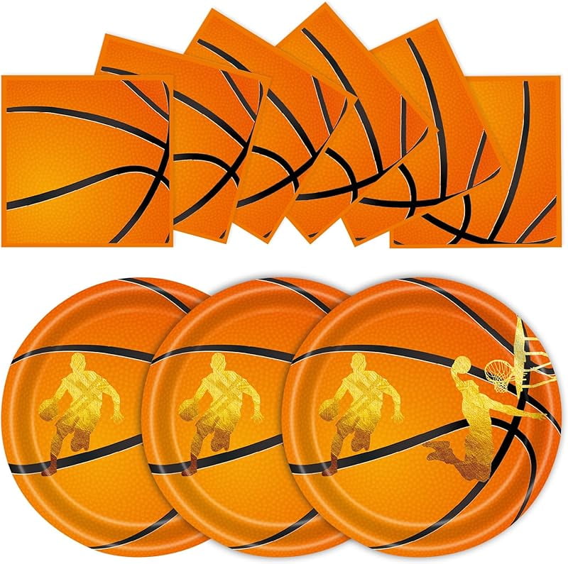 50 Pcs Basketball Plates and Napkins Party Supplies,Basketball Birthday ...