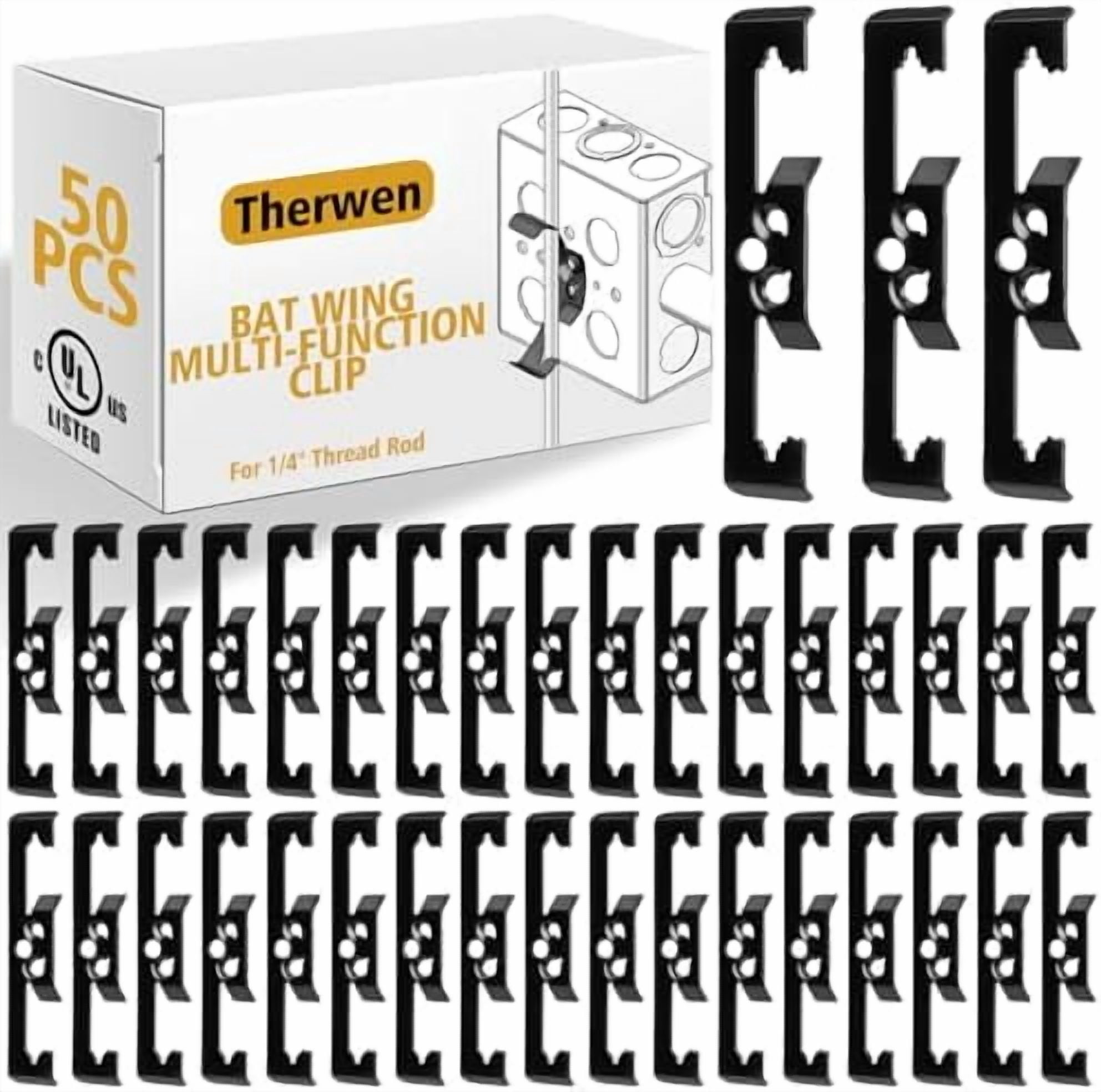 50 Pcs Bat Wing Multi-Function Clip 1/4" Wire Rod Flange Clip Hang ...