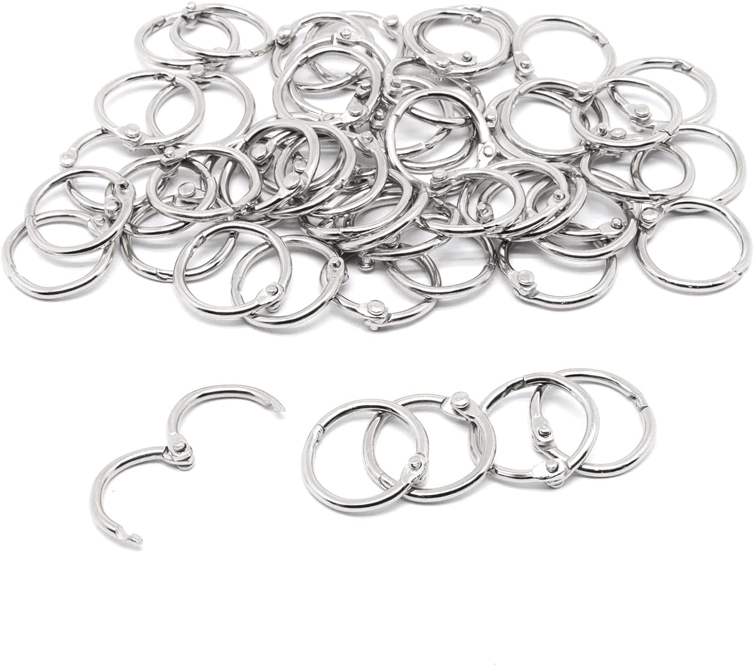 50 Pcs Binder Rings 0.5 Inch, Nickel Plated Steel Paper Rings Office ...