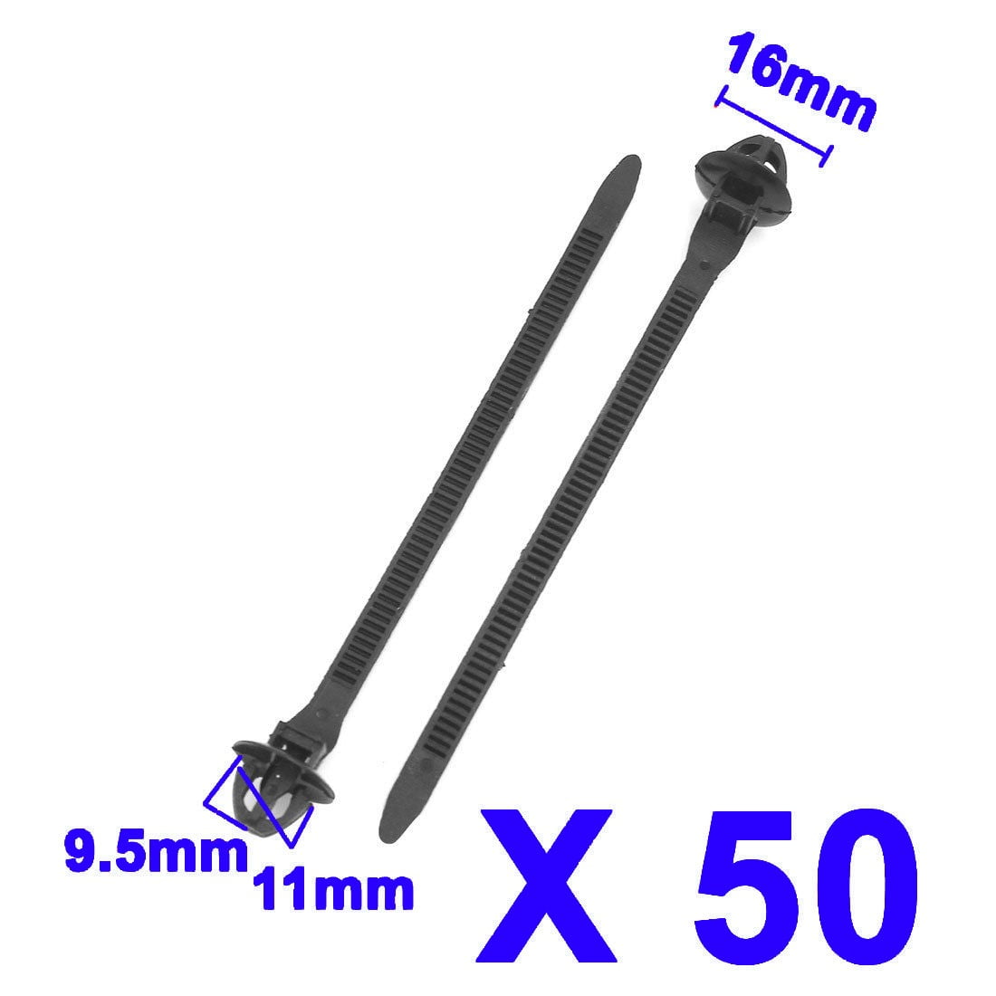 50 Pcs Black 11mm Hole Cable Car Trailer Zip Ties Wrap Push Rivets ...