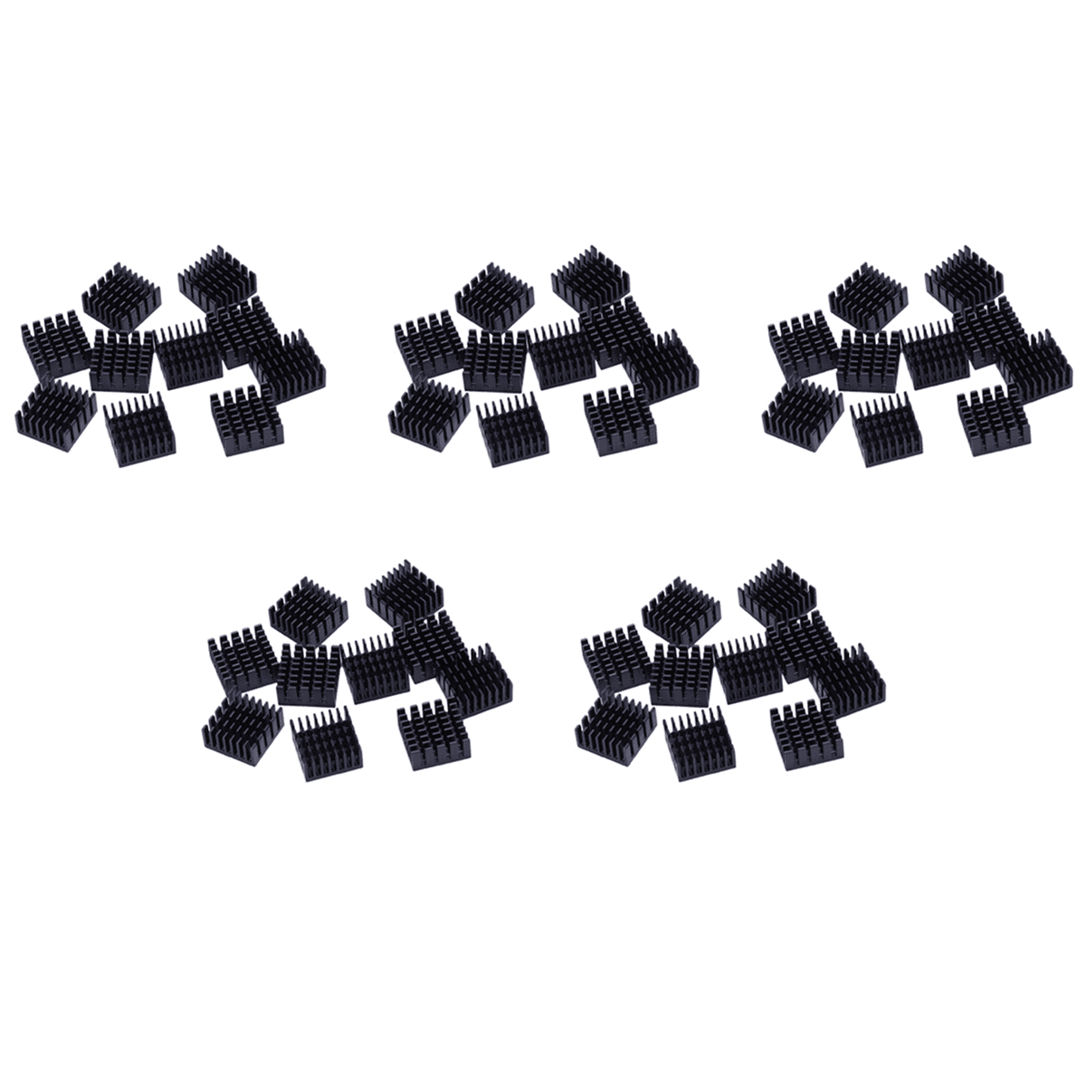 50 Pcs Black Aluminum Cooler Radiator Heat Sink Heatsink 20mm x 20mm x ...