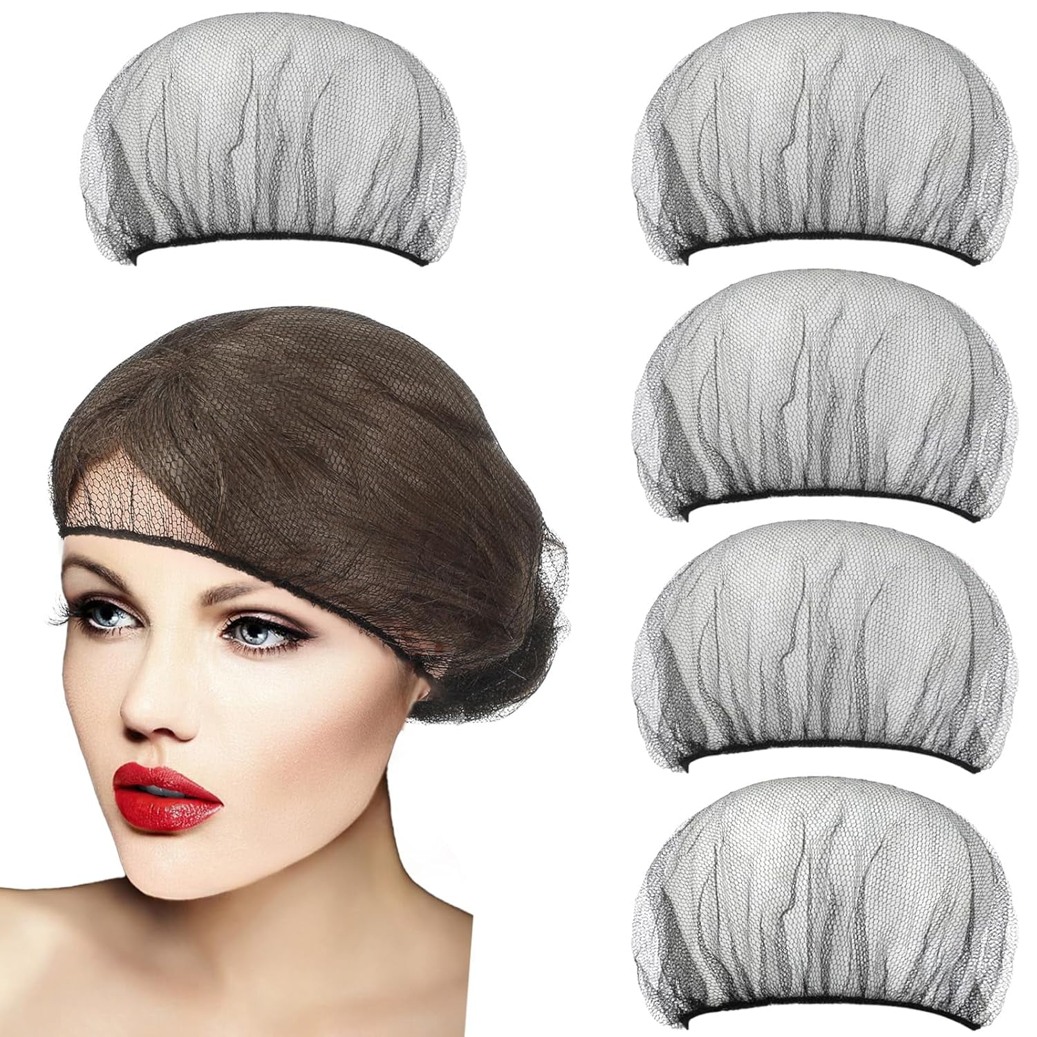 50 Pcs Black Hair Nets Nylon Hair Nets for Food Service Workers Elastic ...